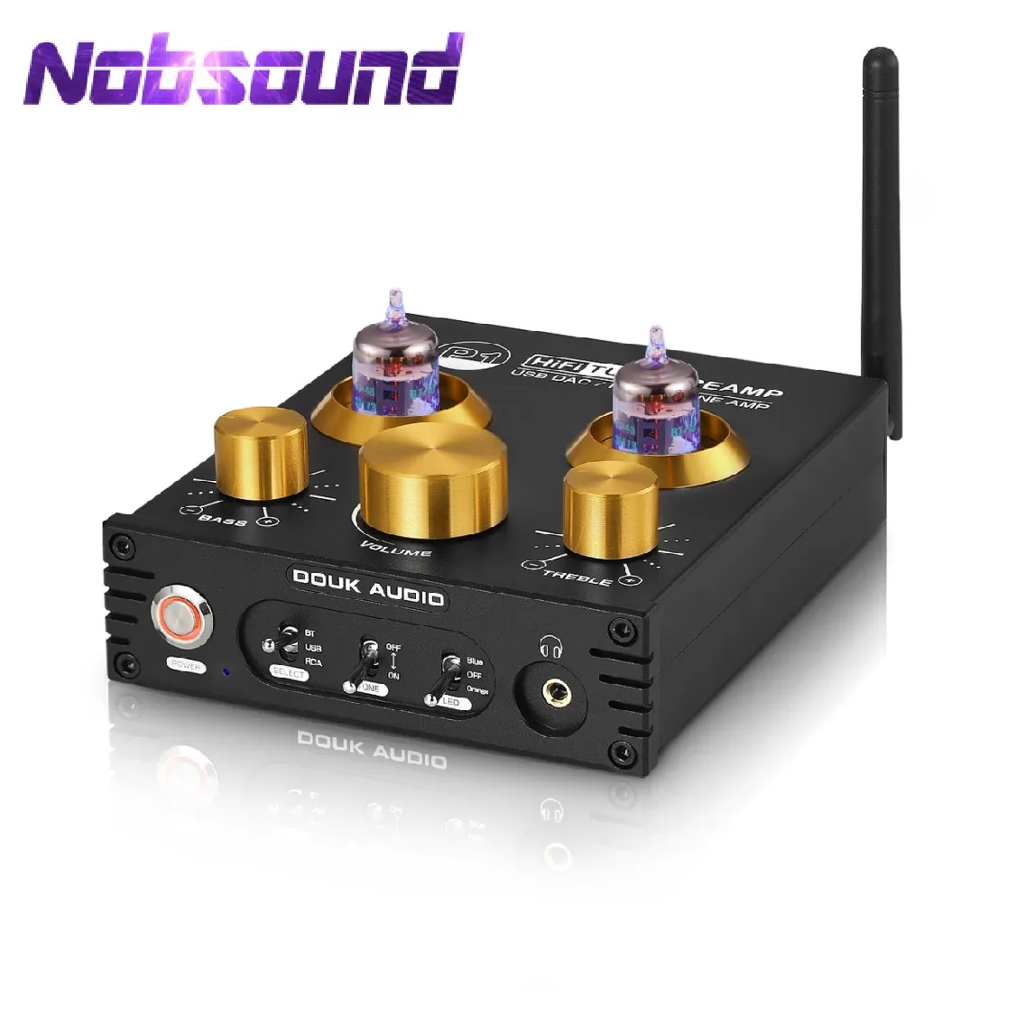 Nobsound HiFi Bluetooth 5.0 JAN 5654 Valve Tube Preamp Bass ...