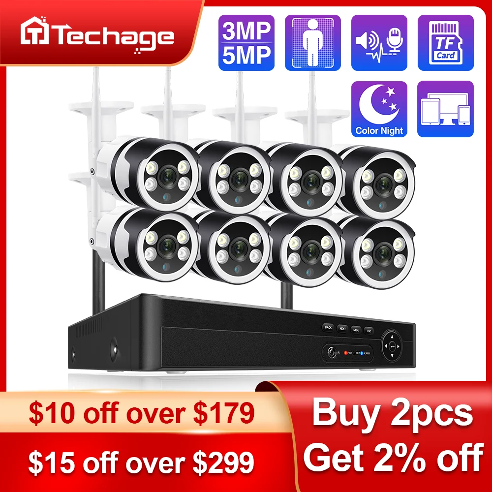 Techage-8CH-3MP-5MP-WiFi-IP-Camera-System-H-265-Two-way-Audio-Human ...