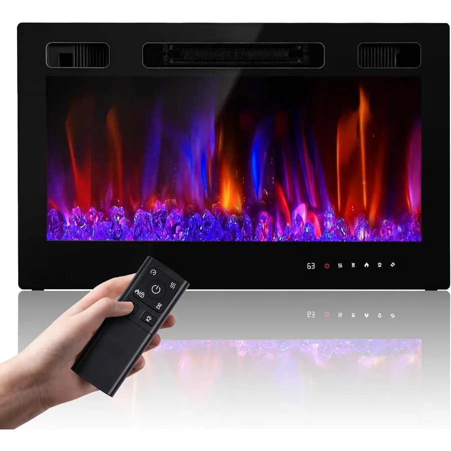30inch WallMounted Electric Fireplace Insert with Recessed Heater 1500W ...