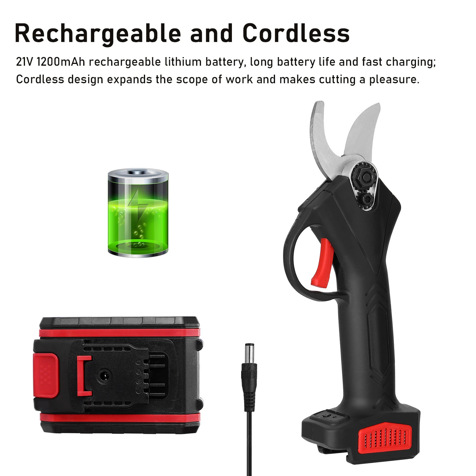 Sécateur électrique portatif sans fil RUMOCOVO® 21V avec batterie au ...