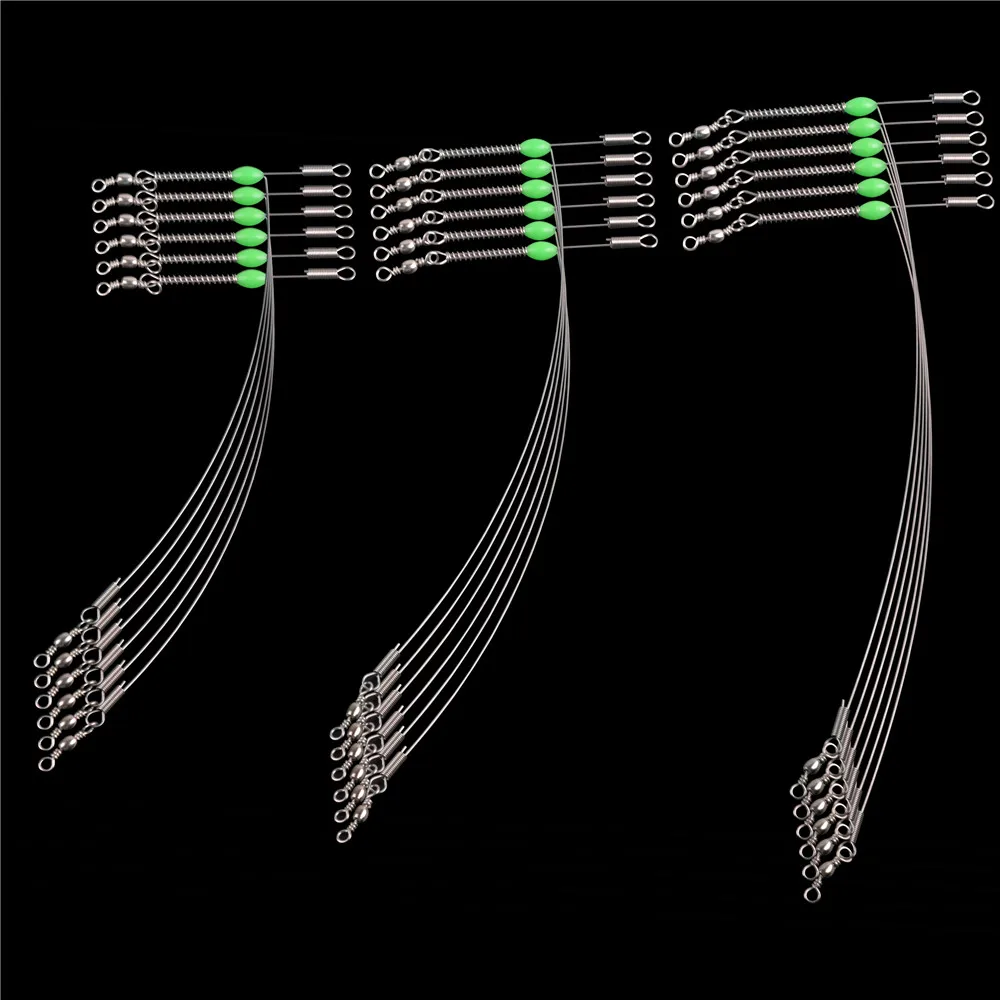 10PCS-Fishing-leader-Line-with-Fluorescent-beads-Balance-3-Way-Steel ...