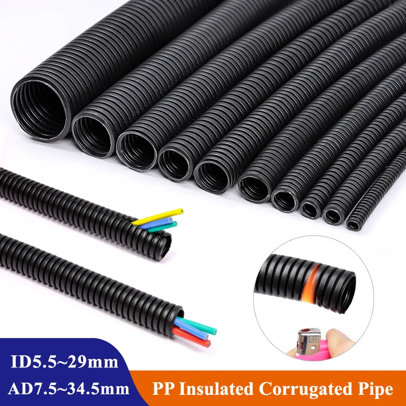 Black-PP-Insulated-Corrugated-Pipe-AD-7-5mm-34-5mm-Wire-Hose-Plastic ...