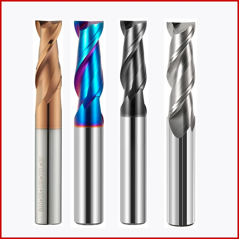 2 Flute End Mill For Aluminum 6mm CNC Carbide End Mills Tungsten ...