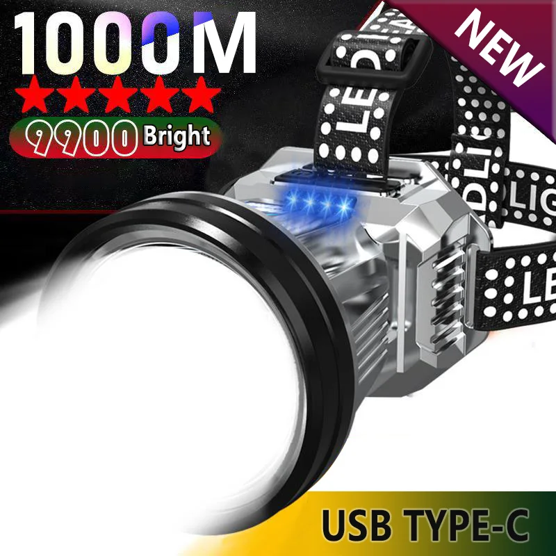 LED-Strong-Bald-Headlight-Ultra-Bright-Rechargeable-Head-Wear ...