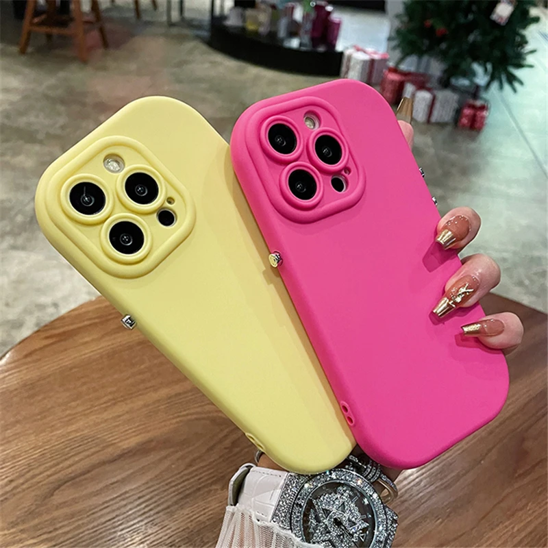 Fashion-Candy-Color-Matte-Soft-Silicone-Phone-Case-For-iPhone-15-14-Pro ...