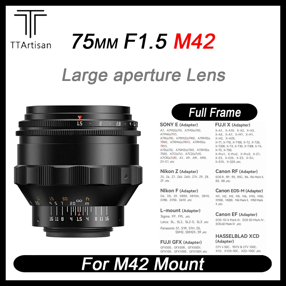 TTArtisan-75mm-F1-5-Full-Frame-Large-Aperture-Manual-Focus-Camera-Lens ...