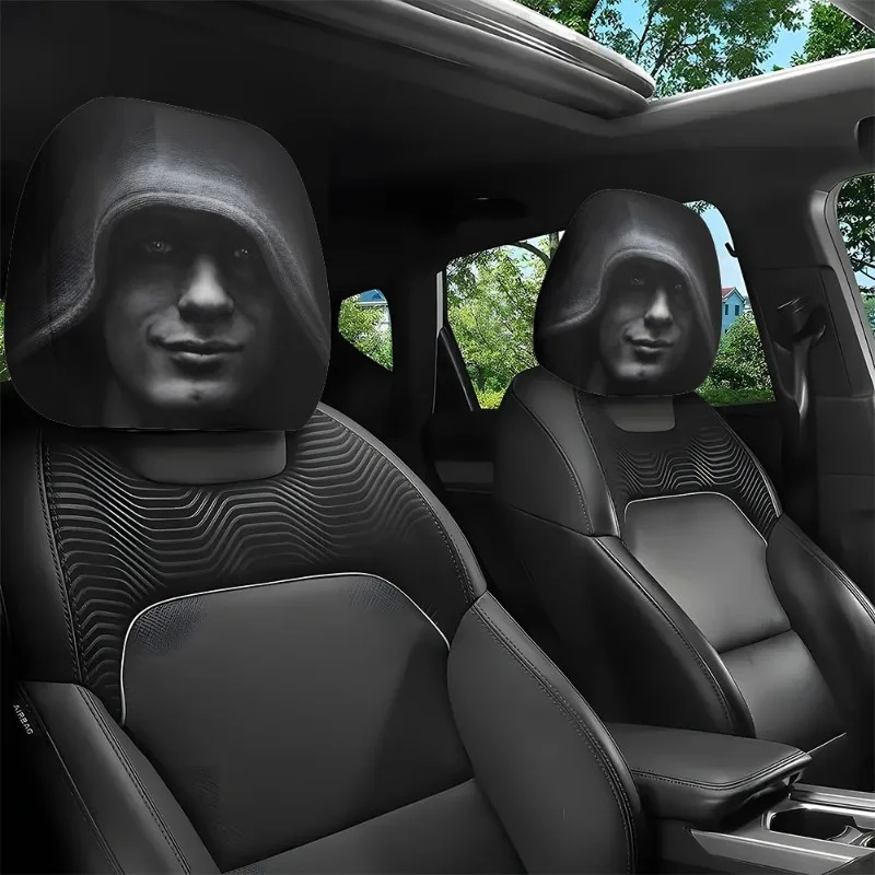2Pcs Dark Mystery Portrait Print Car Headrest Covers Universal Elastic ...
