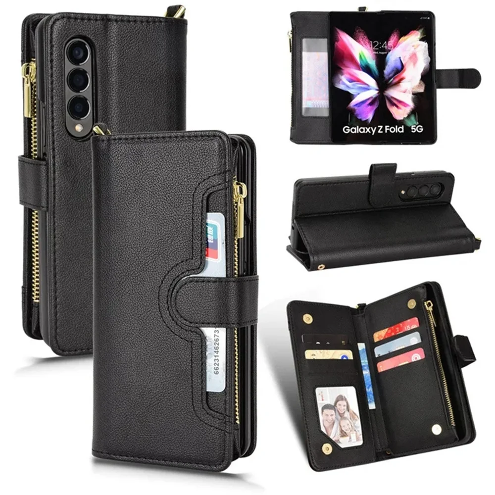 Zipper-Leather-Flip-Phone-Case-For-Samsung-Galaxy-Z-Fold-6-5-4-3-Fold5 ...