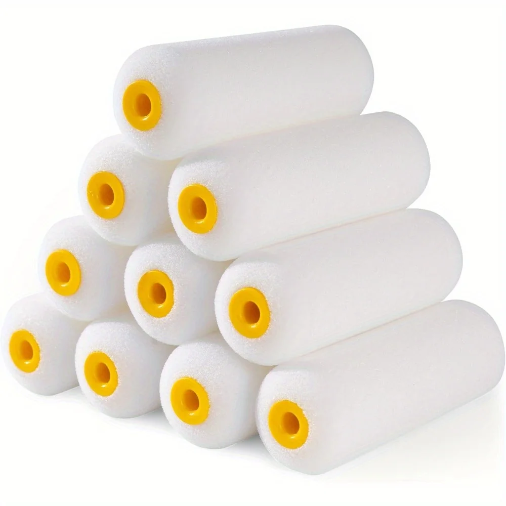 10PCS 100mm Mini White Durable Foam Paint Roller Sleeves Painting ...