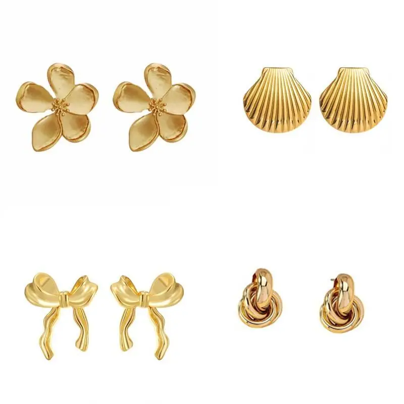 UILZ-2024-New-Shell-Earrings-For-Women-Personalized-Creative-Gold-Color ...