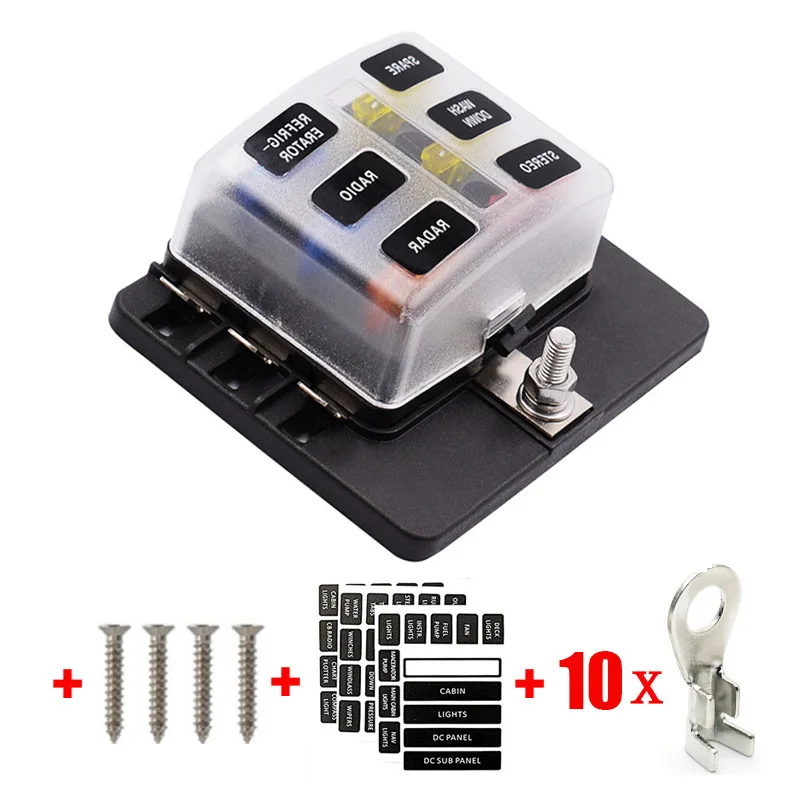 Universal 12V 24V 6 Way Car Blade Fuse Box Terminal Block Auto Fuse ...