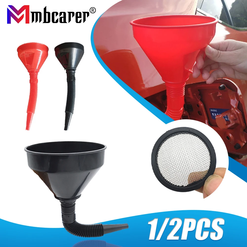 1-2pcs-Car-Funnel-Long-Stem-Refueling-Filter-Gasoline-Filling-Tool-Anti ...