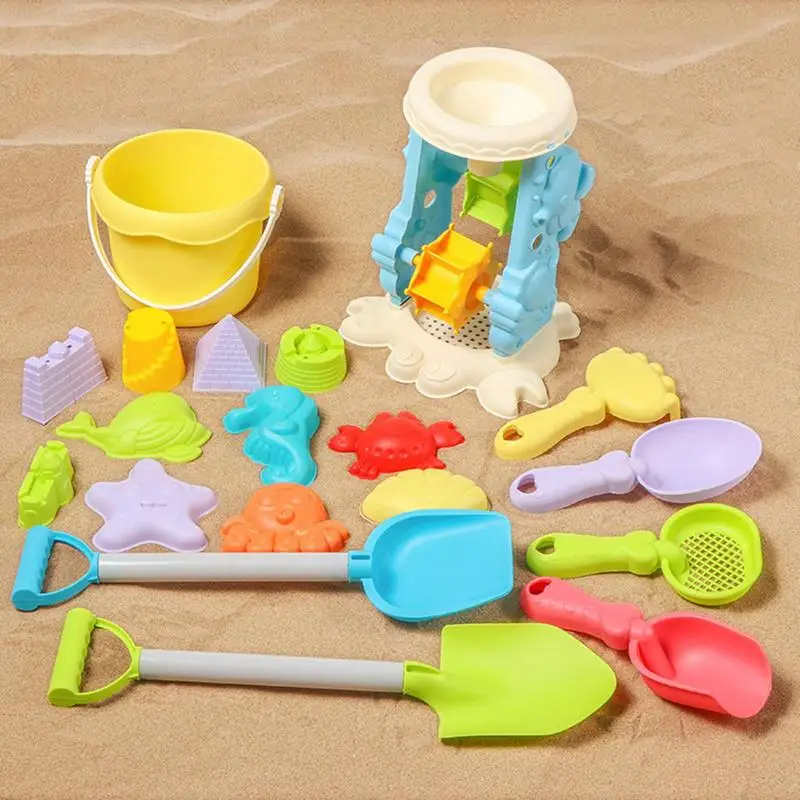 19PCS-Summer-Beach-Set-Toys-For-Kids-Digging-Sand-Plastic-Bucket ...