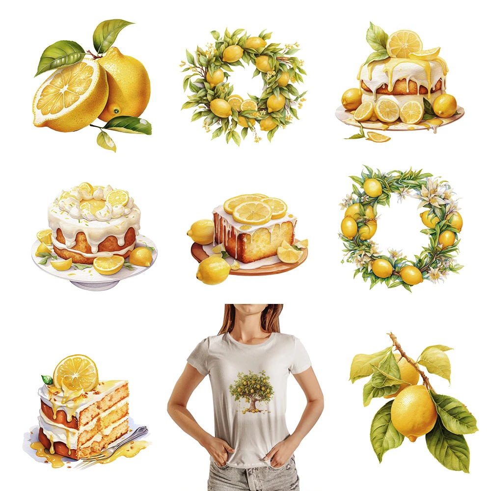 Lemon-Orange-Cake-Dessert-Floral-Wreath-Plant-Dtf-Transfers-Ready-to ...