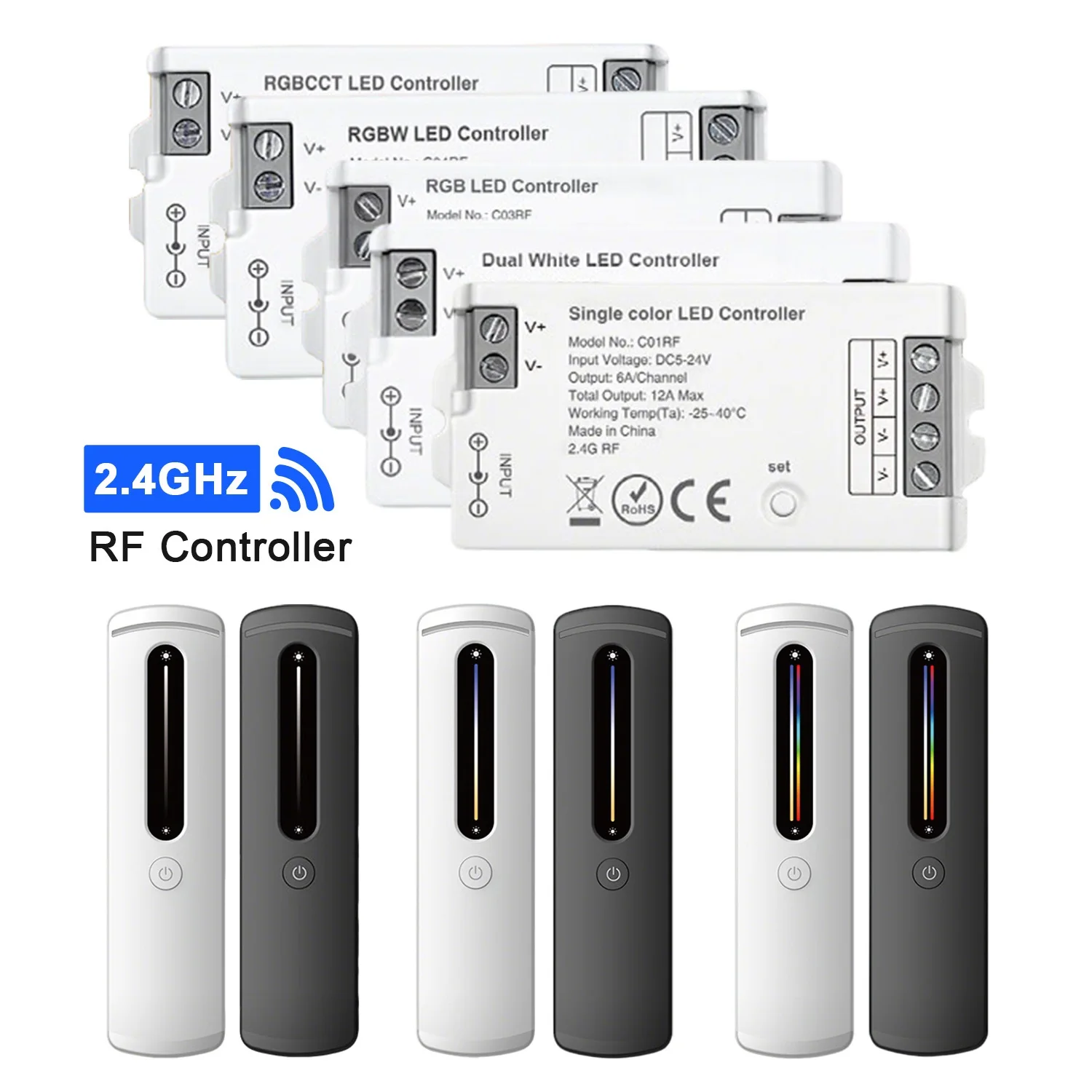2.4GHz LED Controller Wireless LED Dimmer RF Remote C01RF C02RF C03RF ...