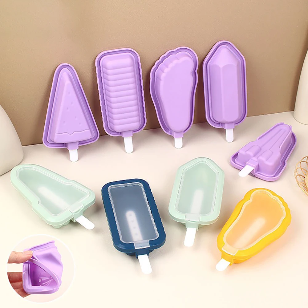 Set(5PCS) Summer Homemade Silicone Ice Cream Mold With Multiple Shapes ...