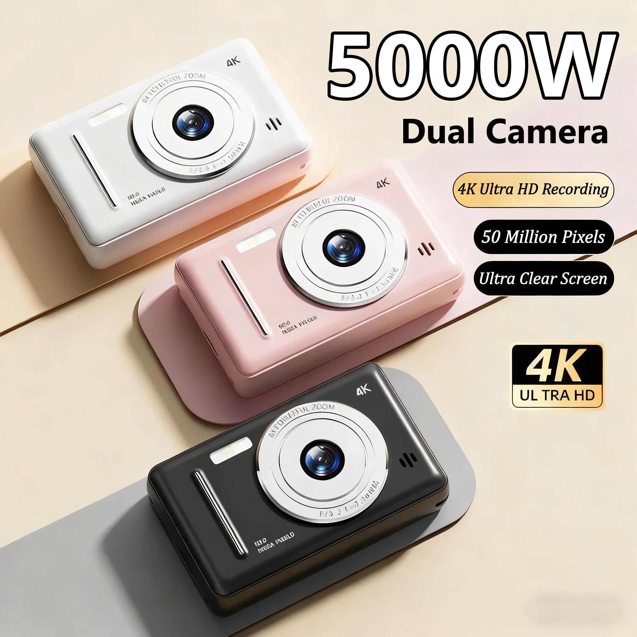 5000W Pixel Digital Camera 4K HD Retro CCD Portable Card Camera Entry ...