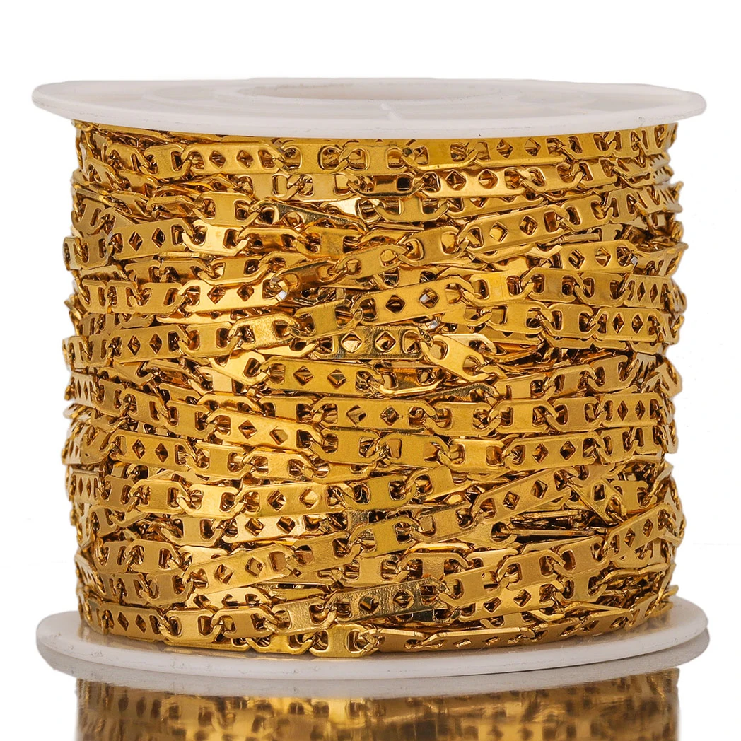 2-Meter-Stainless-Steel-Flat-Oval-Rectangle-3-1-Plated-Gold-Chain-Roll ...