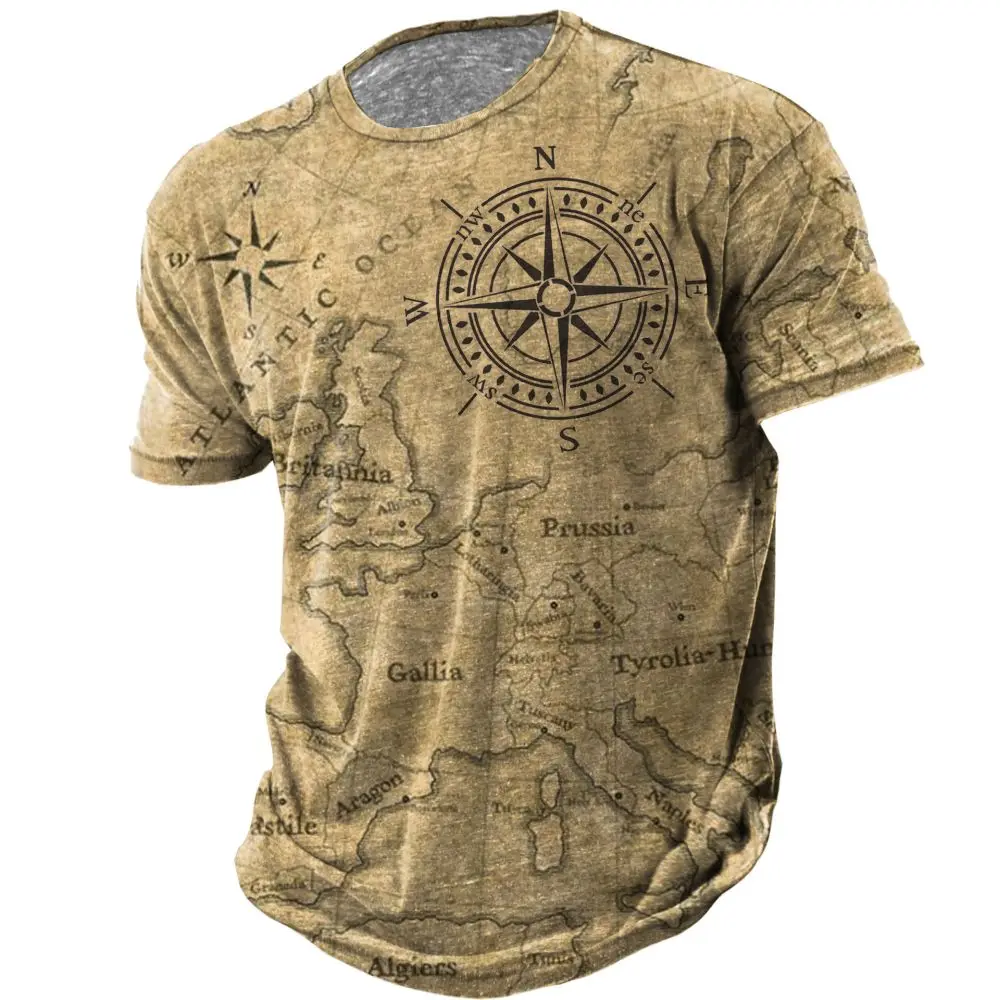 New Vintage Compass 3D Print T-Shirts Men's Woman Short Sleeve T Shirt ...