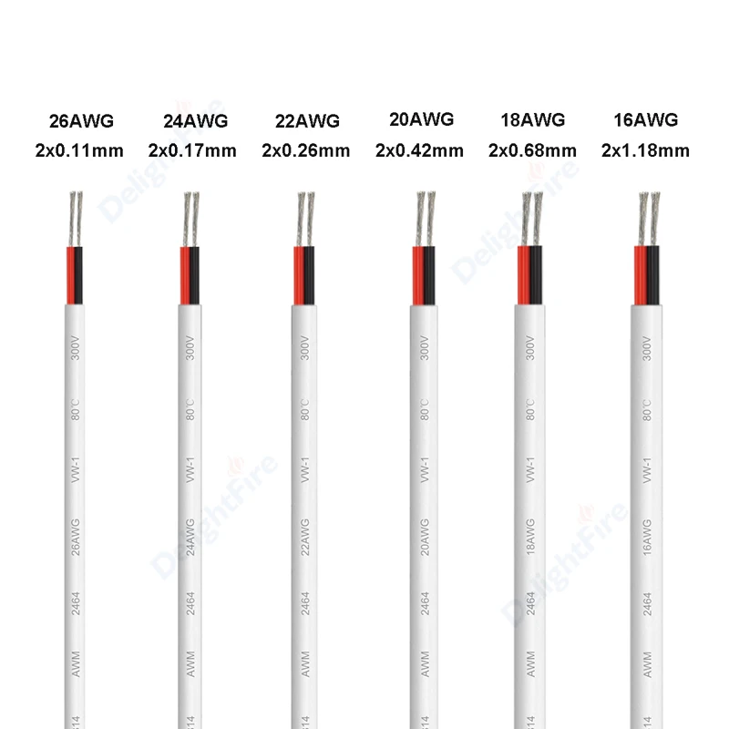 2pin-Speakers-Wire-22AWG-20AWG-18AWG-PVC-Jacketed-Electrical-Wire-12V-2 ...