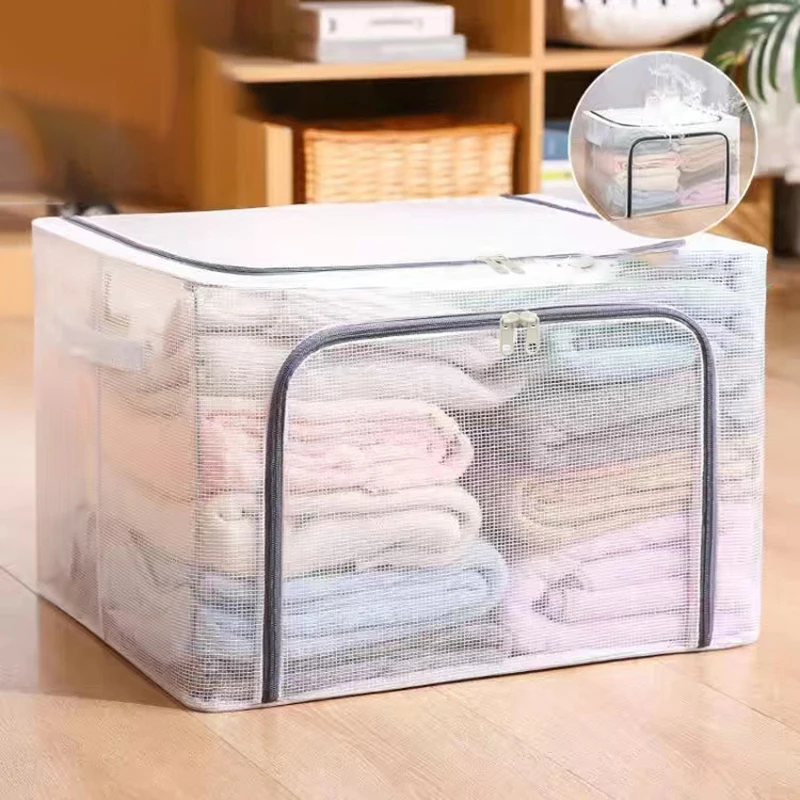 1pc-Transparent-Clothing-Storage-Box-Folding-Baina-Box-Zipper-Wardrobe ...