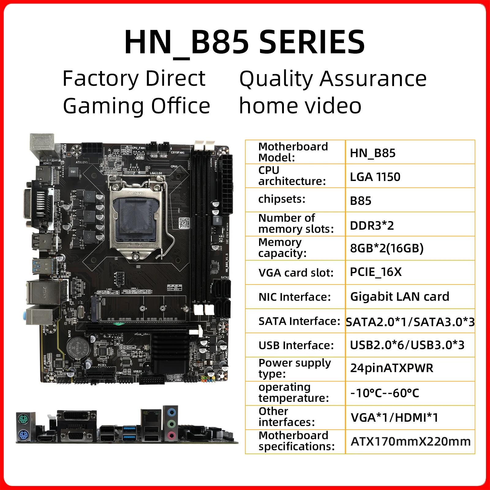 Placa base B85 hn_b85 _ v1.5 LGA 1150 Core i3 i5 i7 E3 DDR3 M.2 SATA ...