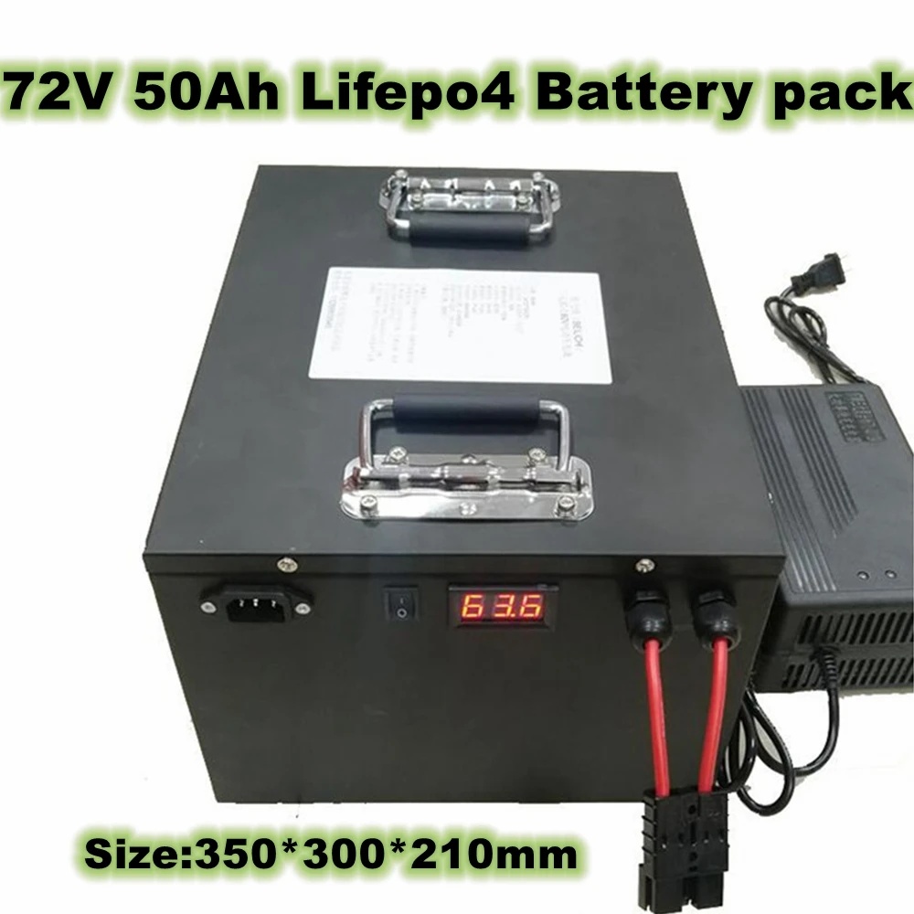 Rechargeable 72V 50Ah LiFePo4 Battery Pack Steel Case Built in BMS For ...