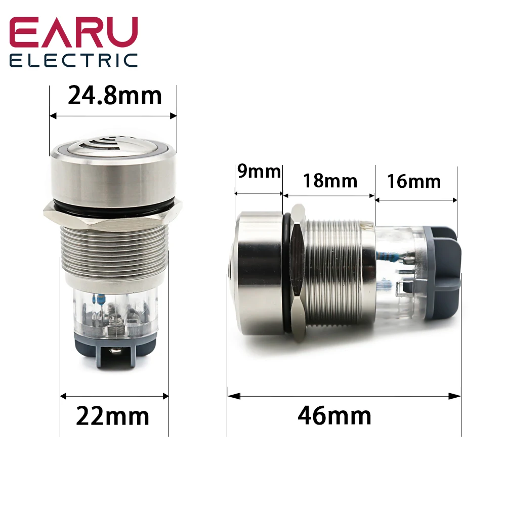 Buzzer Métal 220V 16MM Rouge Dispositif'avertissement de haut parleur ...