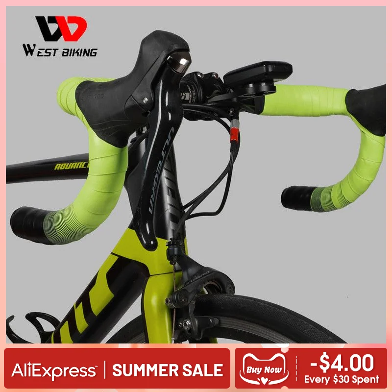 West Biking Eva Pu 자전거 핸들 바 테이프 부드러운 충격 흡수 도로 자전거 랩 엔드 플러그 사이클링 전문 미끄럼 방지 테이프자전거 손잡이