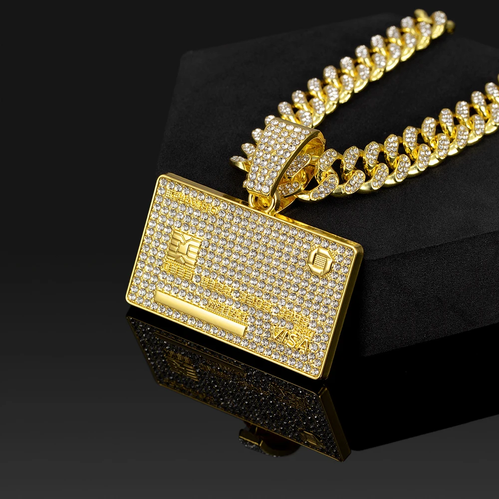 Men-s-Hip-Hop-Credit-VISA-Card-Pendants-With-13mm-Miami-Cuban-Chain ...