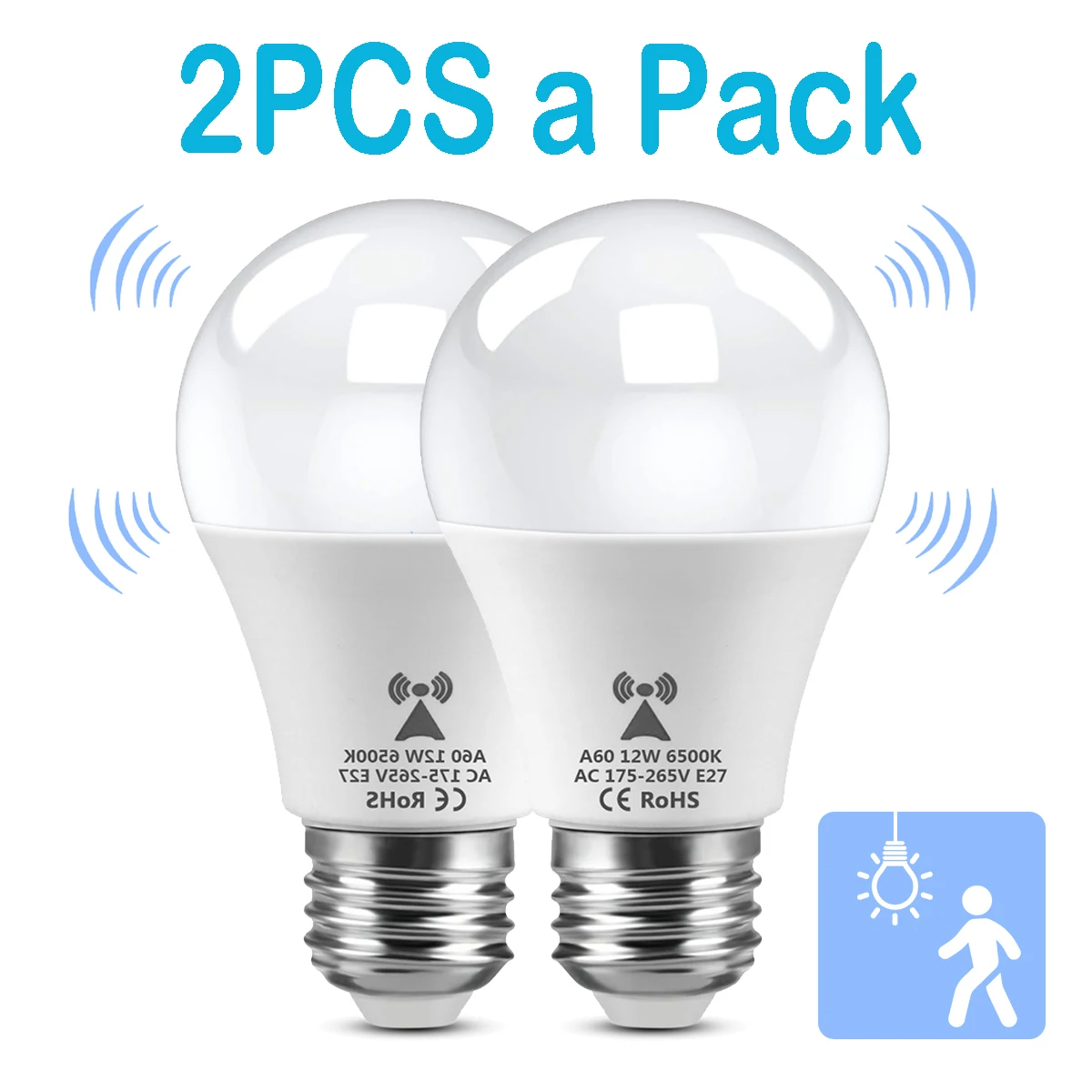 2PCS-Pack-LED-Bulb-Light-E27-Radar-Motion-Sensor-220V-White-Lamp ...