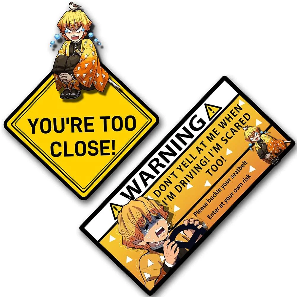 For-2pcs-Anime-Warning-Car-Decals-Demon-Zenitsu-Slayer-Anime-Sticker ...