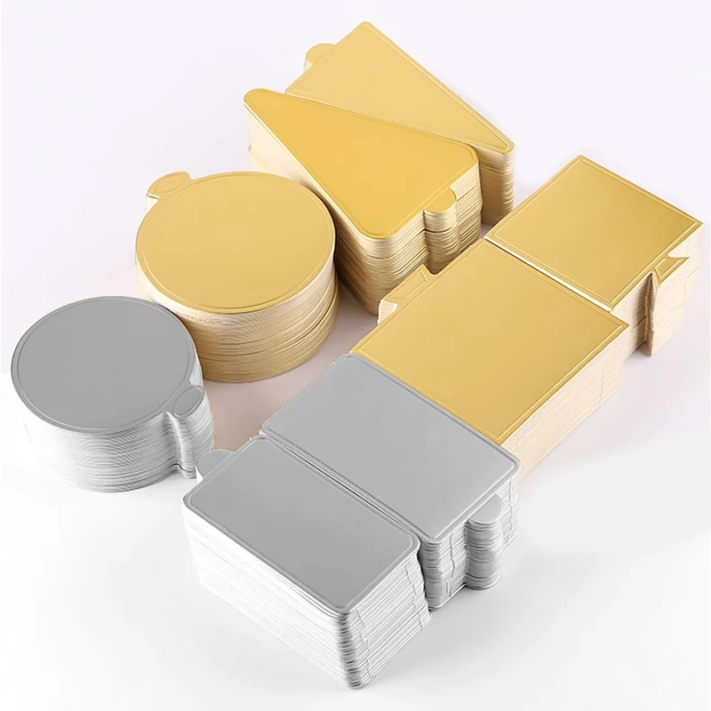 Golden or Silvery Cake Boards 100Pcs Mini Cardboard Base Mousse Cake ...