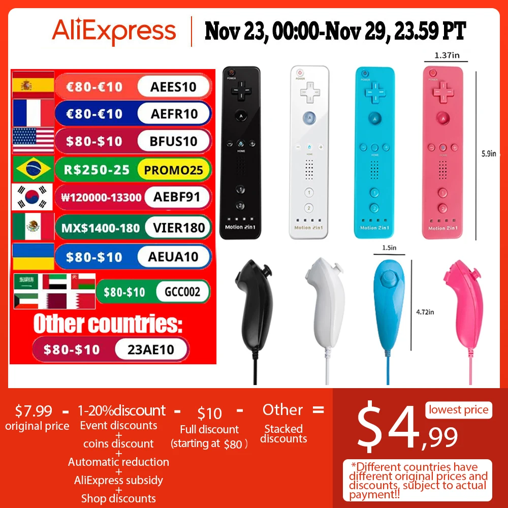 Mando-inal-mbrico-para-Nintendo-Wii-Gamepad-con-movimiento-incorporado ...