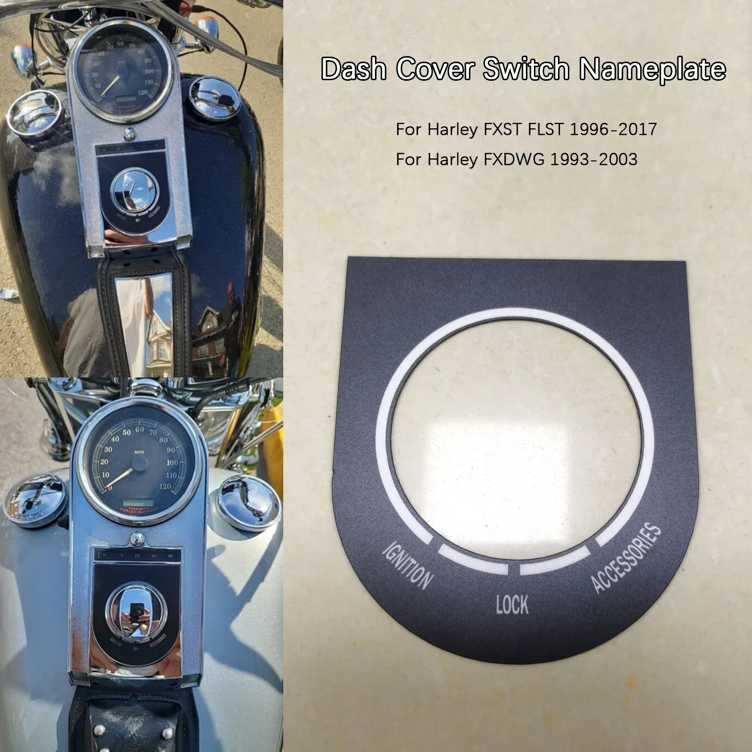 Black Dash Cover Switch Nameplate Decal For Harley Heritage Softail ...