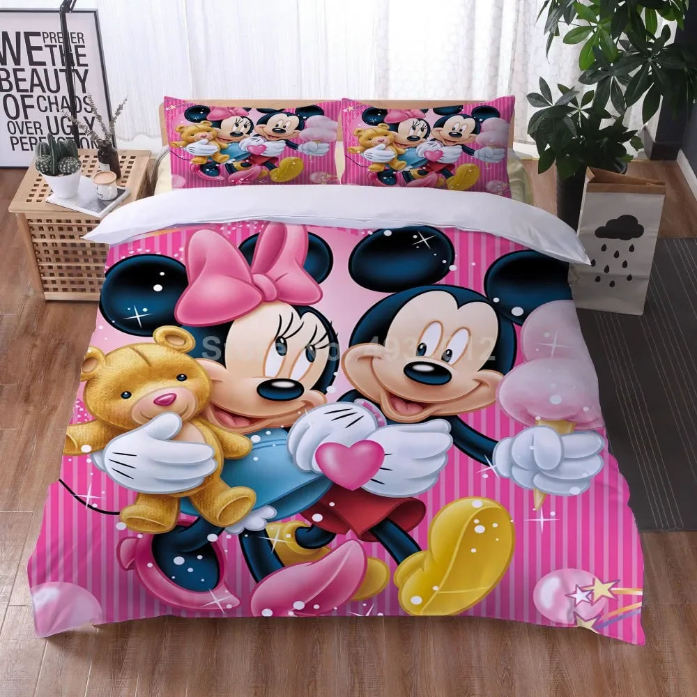 Cartoon-Bedding-Set-Mickey-Minnie-Mouse-Cute-Baby-Duvet-Cover-Set-Twin ...