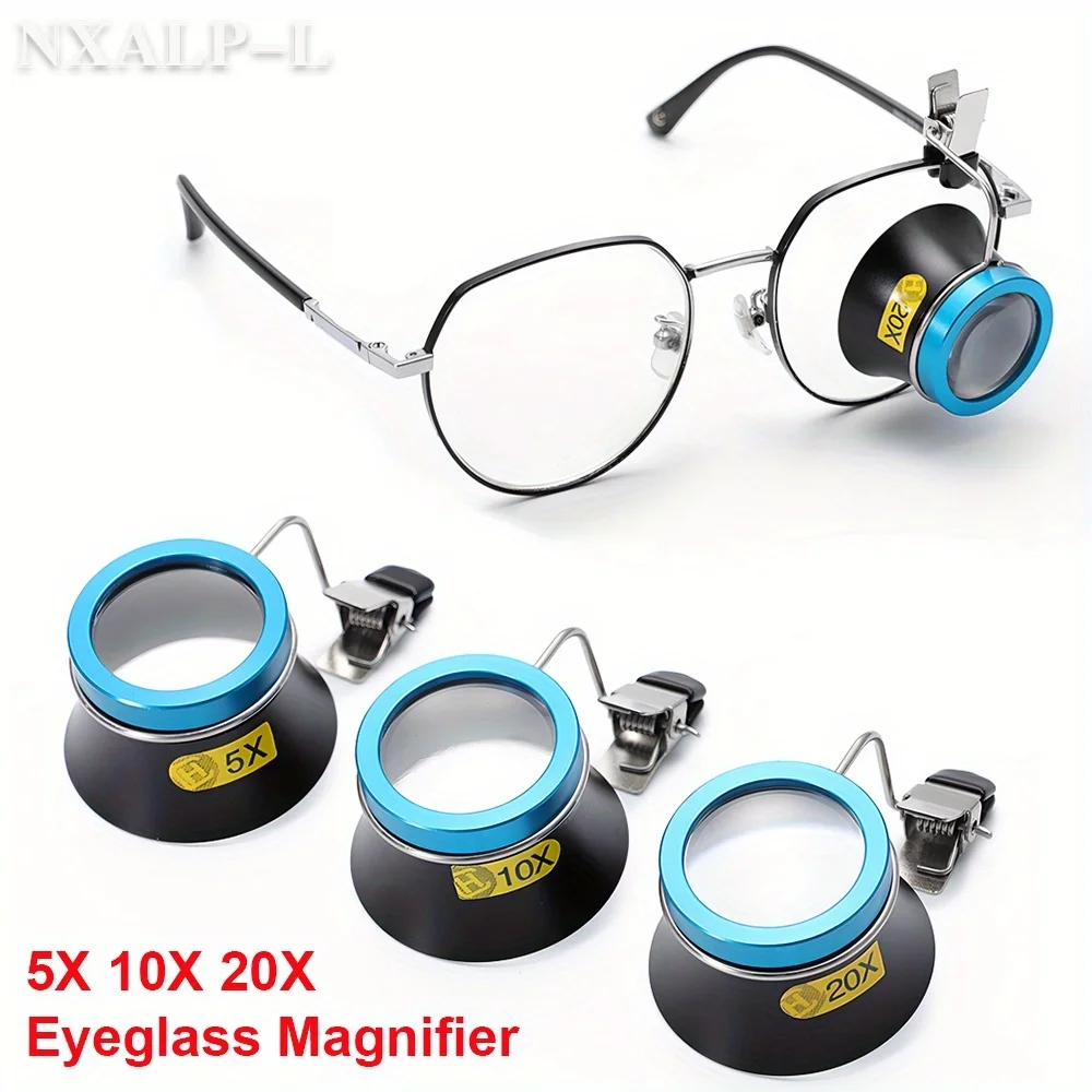 Eyeglass Magnifier 5X 10X 20X Clip-On Eye Loupe Magnifying Lens ...