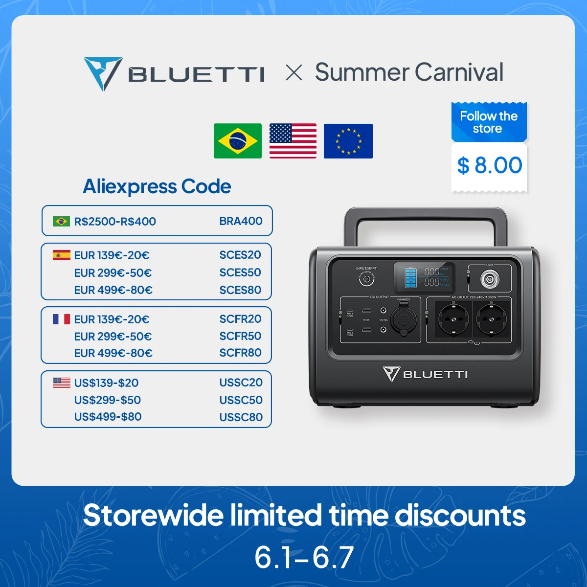 Bluetti-EB70-EB70S-716Wh-Portable-Power-Station-Generator-800W-1000W-Solar-Generator-Camping ...