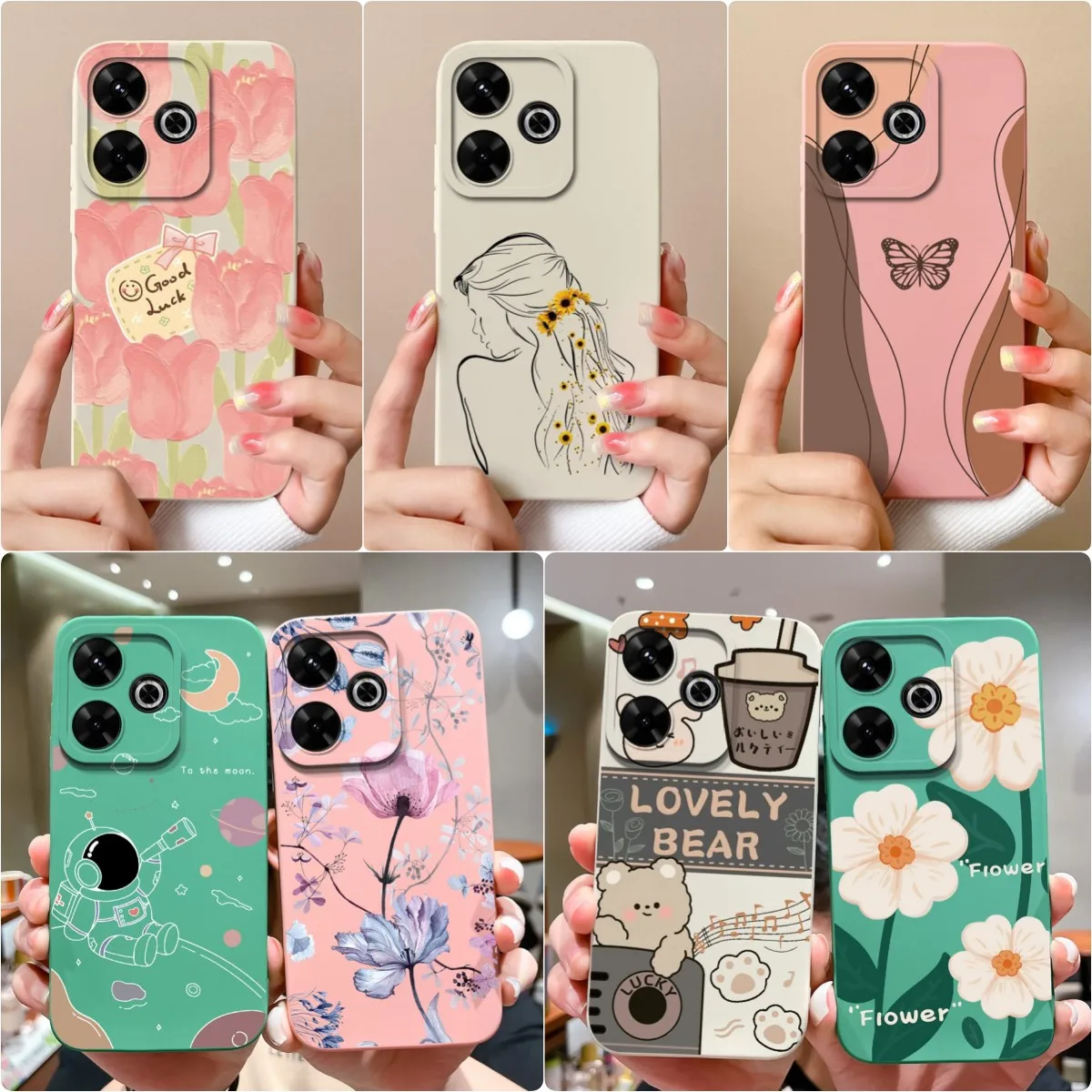 For Xiaomi Redmi 13 4G 13C 5G Back Cover Popular Cartoon Pattern Case ...