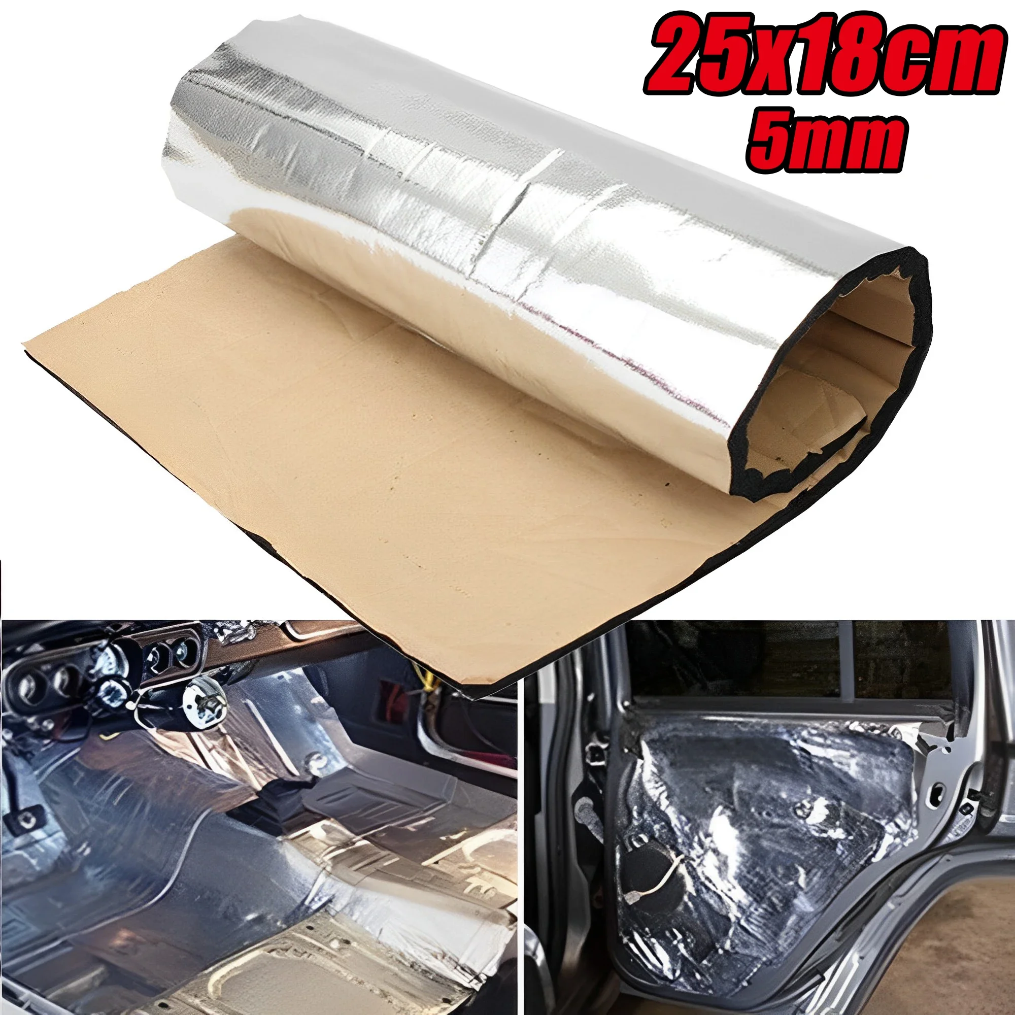 25x18cm 5mm Car Noise Insulation Mat Acoustic Absorption Sound Deadener ...