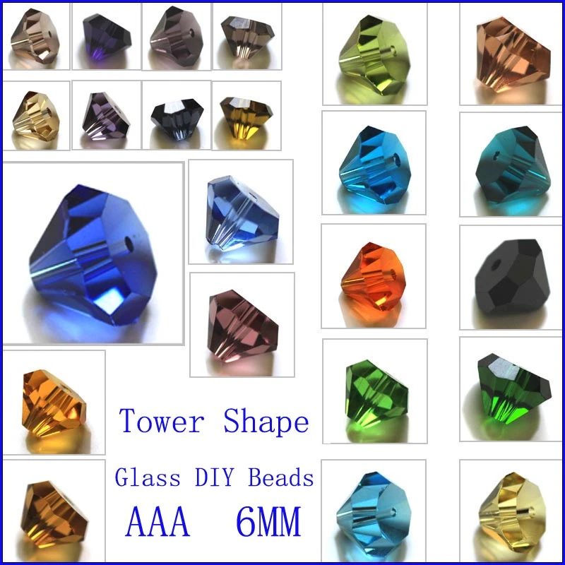 AAA Crystal Half Bicone Beads 200pcs/Lot 6MM Czech Loose Faceted Tower ...