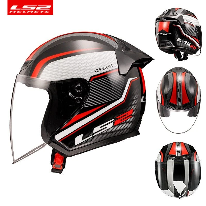 LS2 Open Face 3/4 Capacete Da Motocicleta para Homens Peso Leve Cruiser Moto Capacete 3C ...