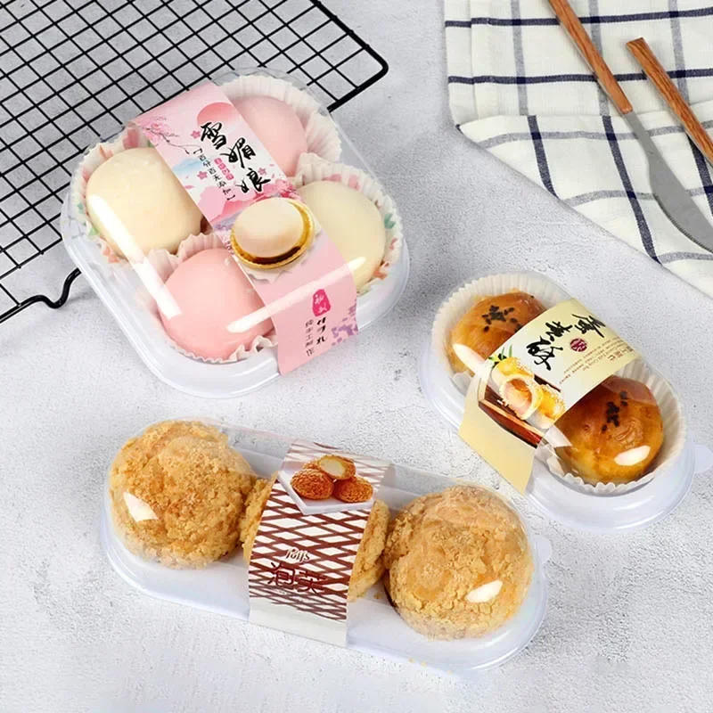2/3/4 Cavities Round Plastic Cake Boxes And Packaging Egg-Yolk Puff ...