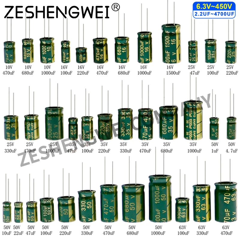10V 16V 25V 50V 63V 450V High Frequency Low ESR Aluminum Capacitor 100UF 220UF 330UF 470UF 680UF ...