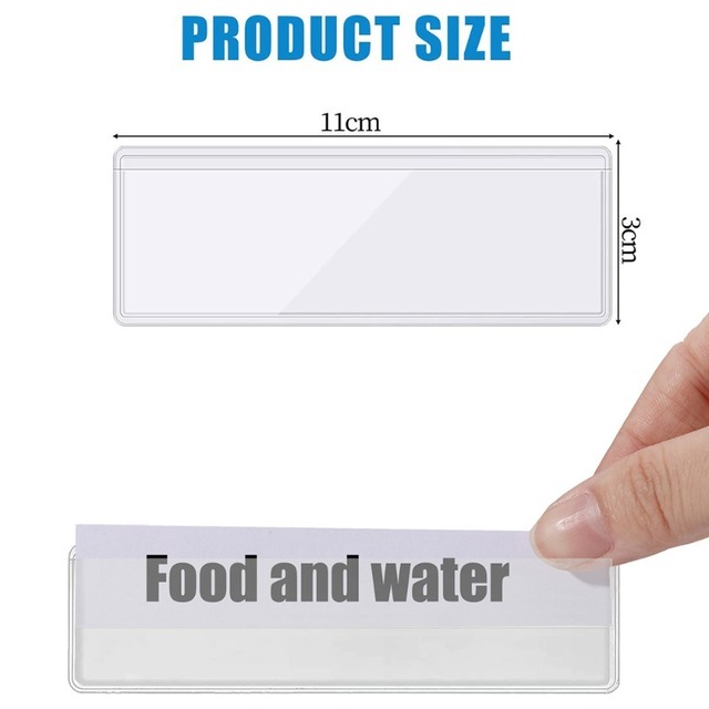 4-60pcs Clear Self-Adhesive Label Bag Identification Cards Holder Shelf ...