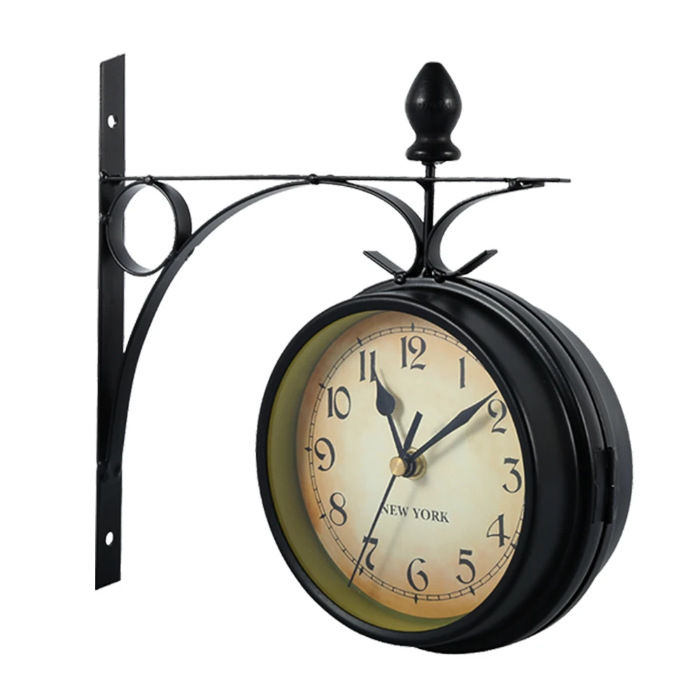 Retro-Wall-Clock-Double-Sided-Station-Clock-Battery-Operated-Silent ...
