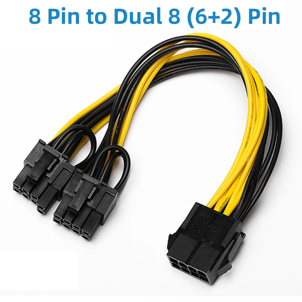 8 Pin PCI Express to Dual PCIE 8 (6+2) Pin Power Cable 20cm Motherboard ...