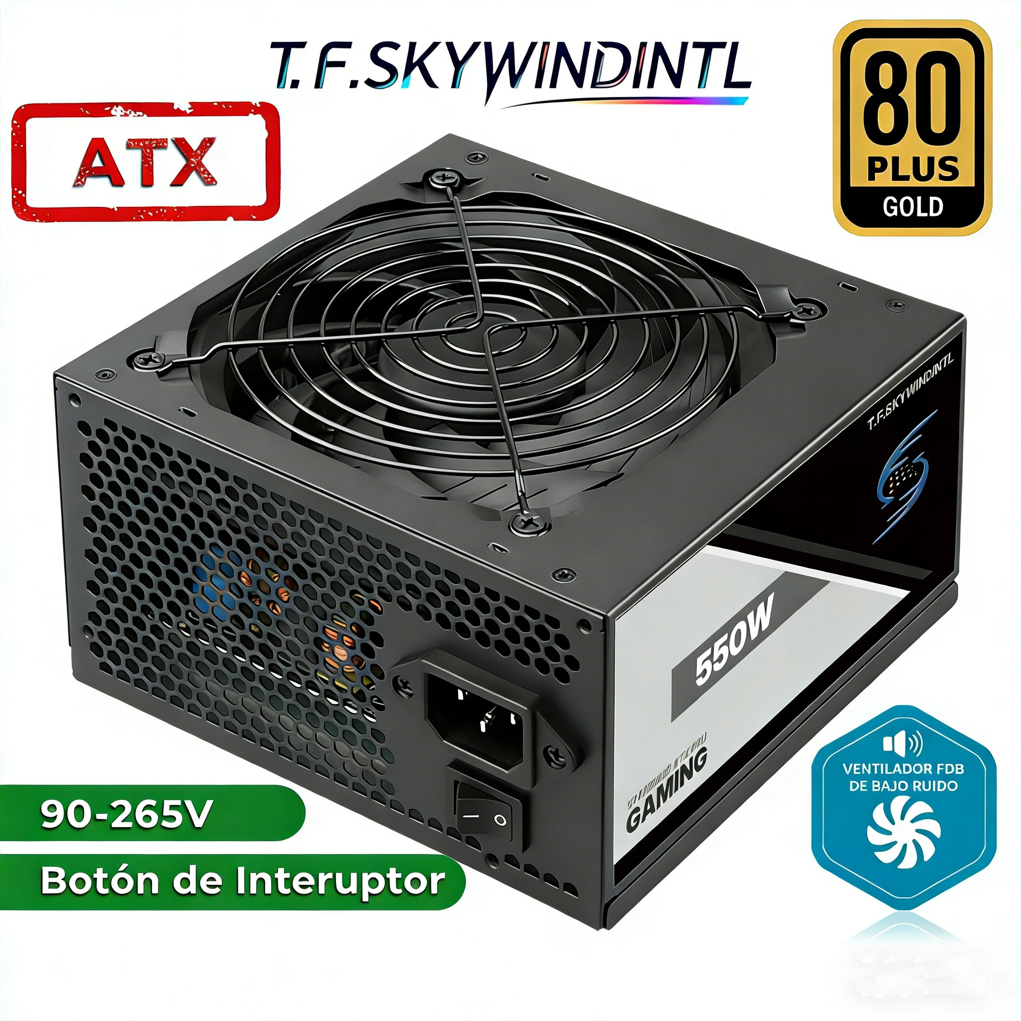 Fuente de alimentación ATX de 550W 80PLUS Gold No modular 90V-265V 20 ...
