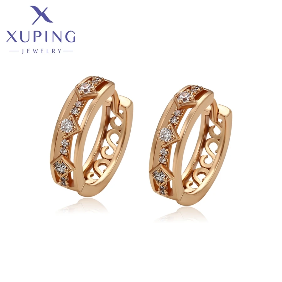 Xuping Jewelry New Arrival Fashion Round Shape Elegant Gold Color Hoops ...