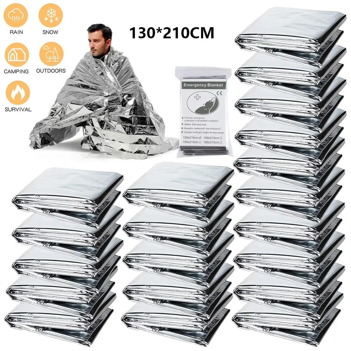1/5/10/20/30Pcs Outdoor Emergency Gold-Sliver Survival Blanket ...